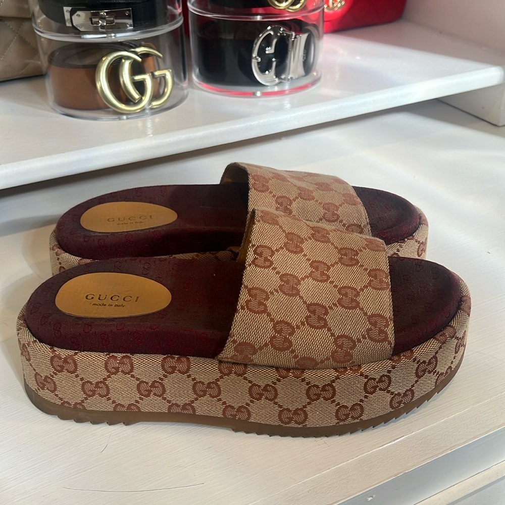 100% Authentic Gucci Monogram Women’s Platform, Slide… - Gem